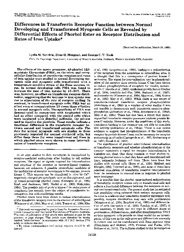 (PDF) PMA Effects on Transferrin Receptors in Myogenic Cells