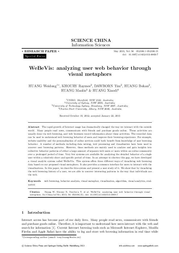 (PDF) WeBeVis: Analyzing user web behavior through visual metaphors