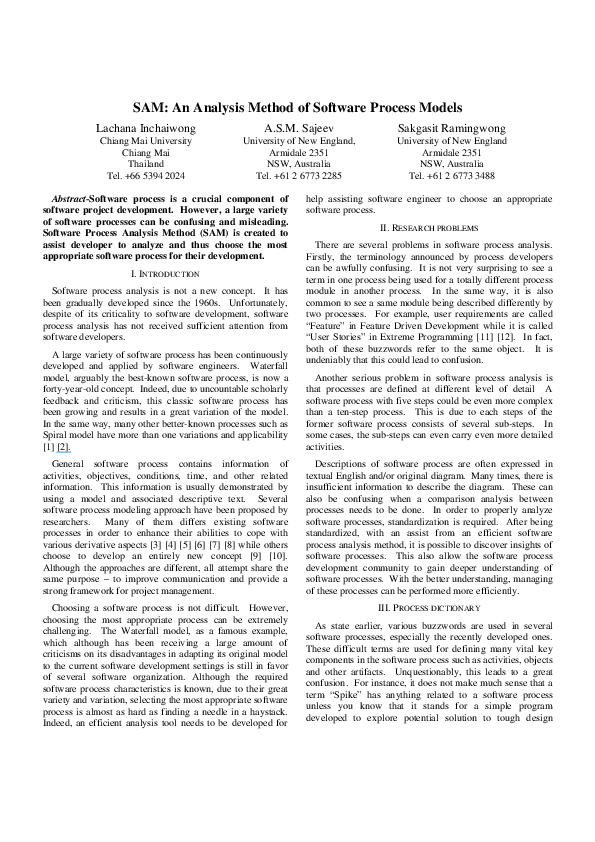 (PDF) A Comparison of Software Process Models