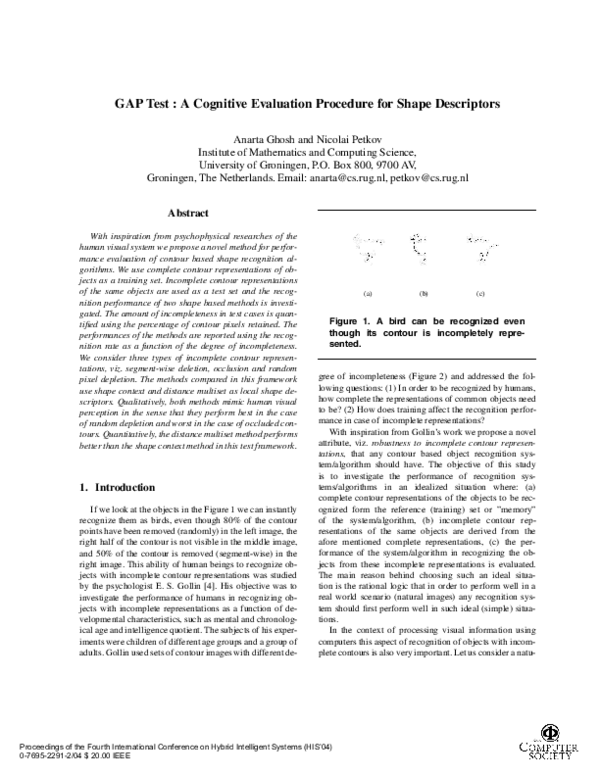(PDF) GAP Test: A Cognitive Evaluation Procedure for Shape Descriptors