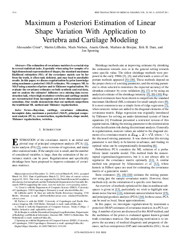 Pdf Maximum A Posteriori Estimation Of Linear Shape Variation With