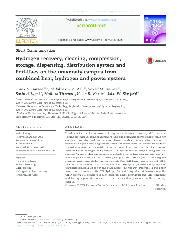 (PDF) Hydrogen recovery, cleaning, compression, storage, dispensing ...
