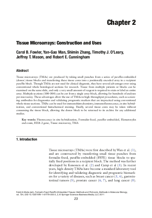 Tissue Microarrays: Construction and Uses