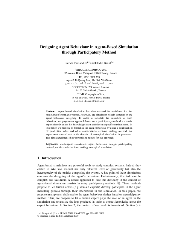 Pdf Designing Agent Behaviour In Agent Based Simulation Through