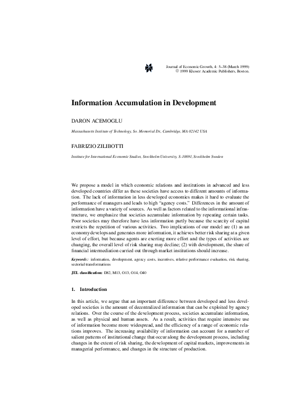 (PDF) Information accumulation in development