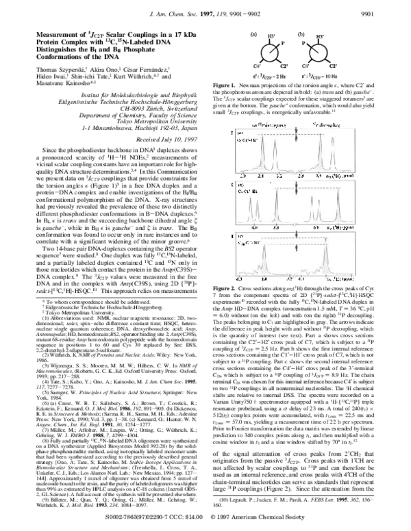 (PDF) Measurement of 3 J C2 ‘ P Scalar Couplings in a 17 kDa Protein ...