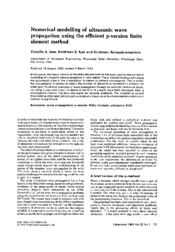 (PDF) Numerical modelling of ultrasonic wave propagation using the efficient p-version finite ...