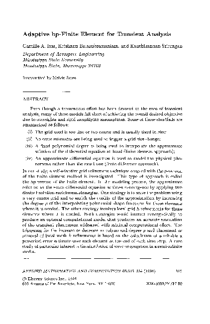 (PDF) Adaptive hp-finite element for transient analysis