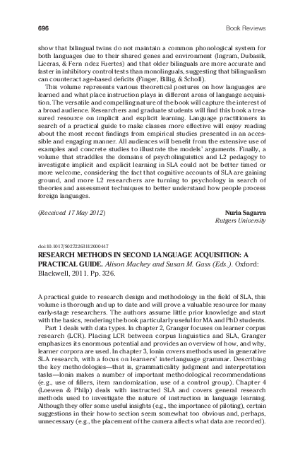 (PDF) RESEARCH METHODS IN SECOND LANGUAGE ACQUISITION: A PRACTICAL ...