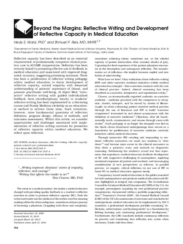 (PDF) Beyond the Margins: Reflective Writing and Development of ...