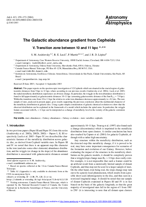 (PDF) The Galactic abundance gradient from Cepheids