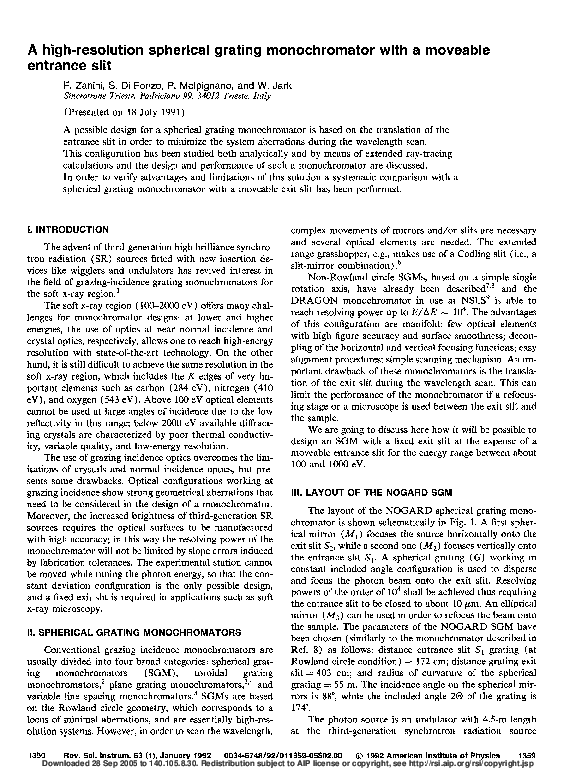 (PDF) A high-resolution spherical grating monochromator with a moveable ...