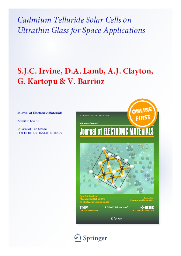 (PDF) Cadmium Telluride Solar Cells on Ultrathin Glass for Space ...