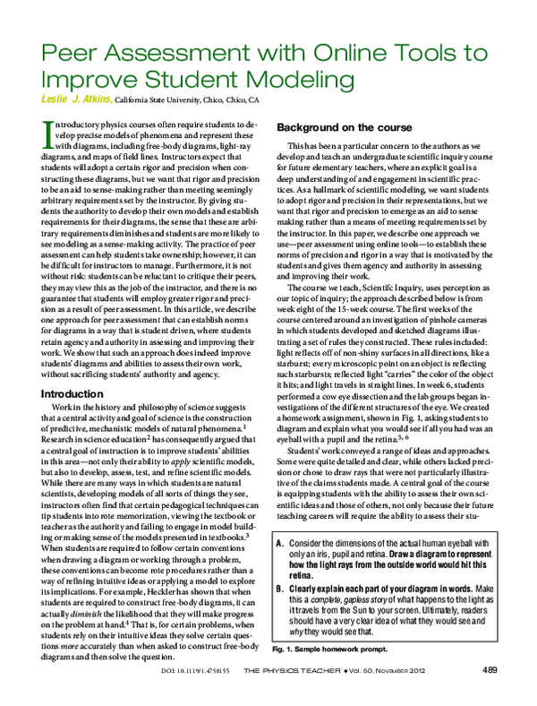 (PDF) Peer Assessment with Online Tools to Improve Student Modeling