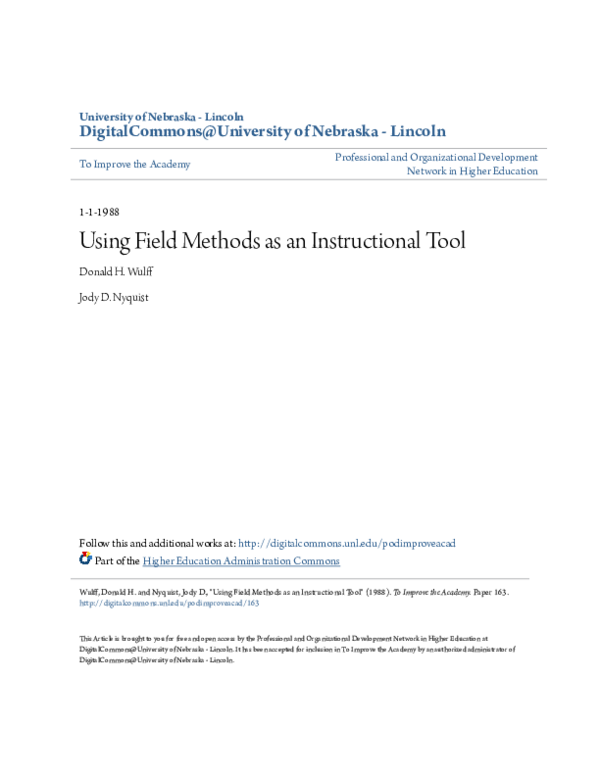 (PDF) Using Field Methods as anInstructional Tool