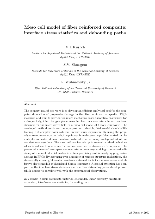 (PDF) Meso cell model of fiber reinforced composite: Interface stress ...
