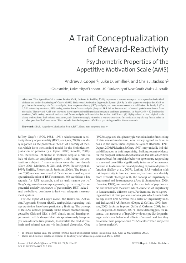 (PDF) Appetitive Motivation Scale