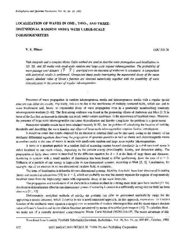 (PDF) Localization of waves in one-, two-, and three-dimensional random media with large-scale ...