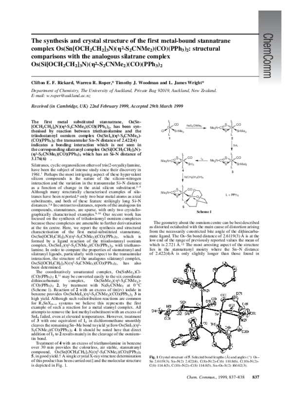 (PDF) The synthesis and crystal structure of the first metal-bound ...
