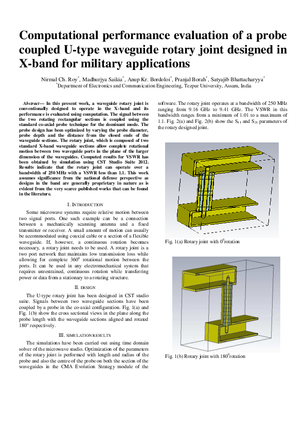 (PDF) Computational performance evaluation of a probe coupled U-type ...