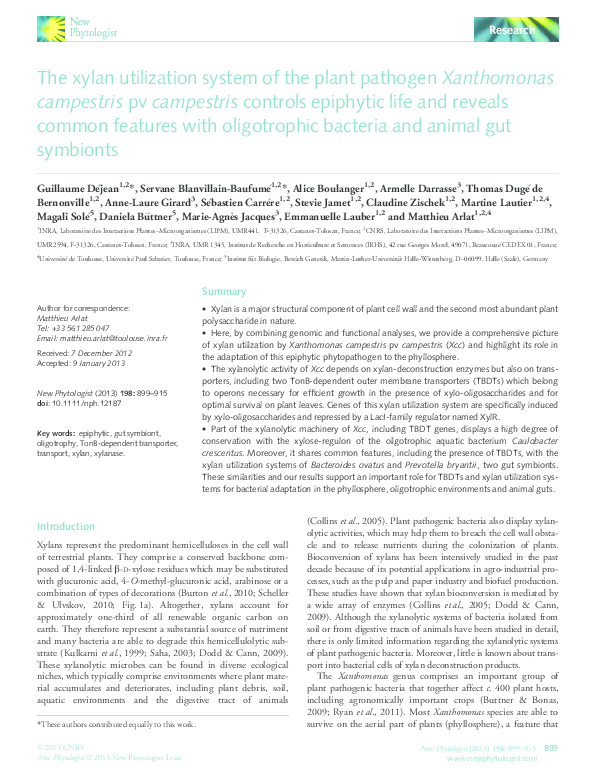 (PDF) The xylan utilization system of the plant pathogen Xanthomonas ...