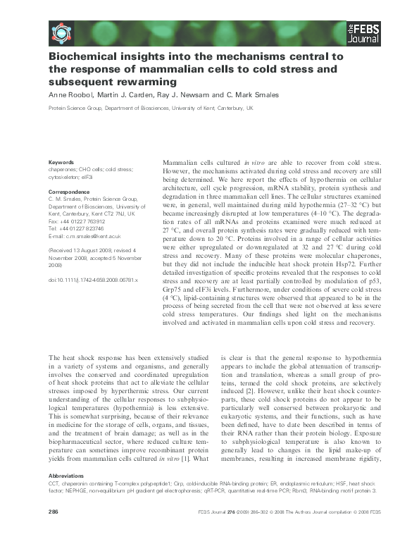 (PDF) Biochemical insights into the mechanisms central to the response ...