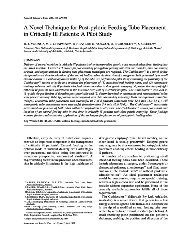 (PDF) The use of the Cortrak Enteral Access System™ for post-pyloric ...