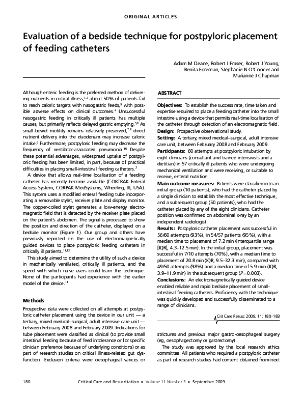 (PDF) The use of the Cortrak Enteral Access System™ for post-pyloric ...