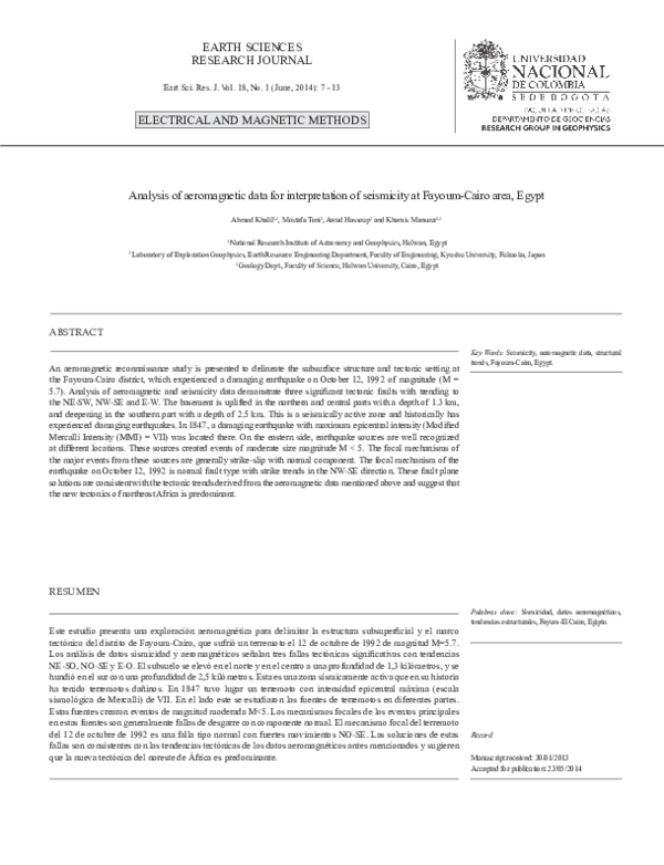 (PDF) Analysis of aeromagnetic data for interpretation of seismicity at ...