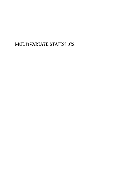 (PDF) Multivariate Statistics