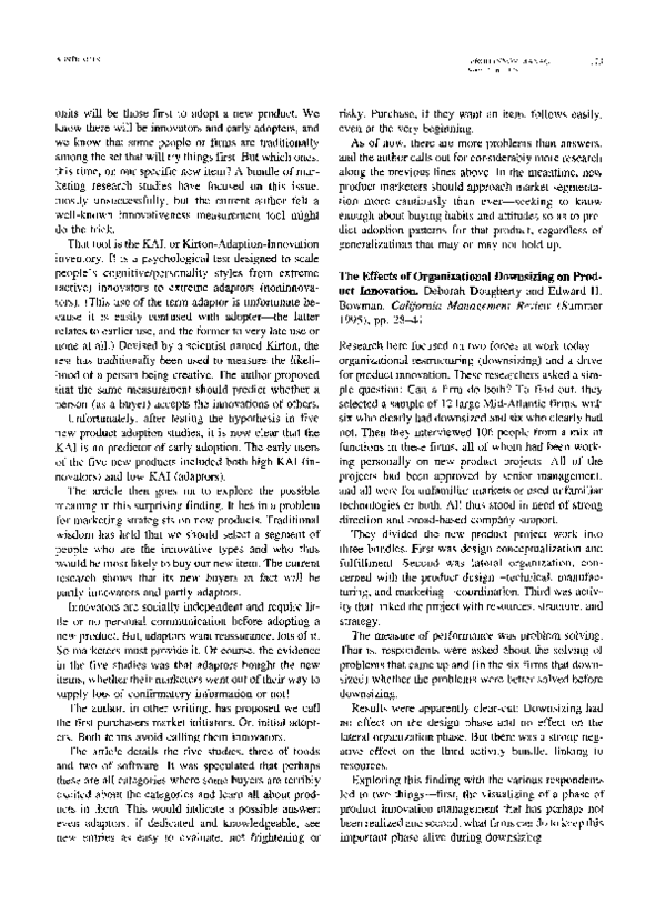(PDF) The effects of organizational downsizing on product innovation