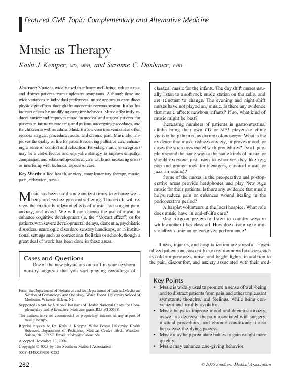(PDF) Music as Therapy
