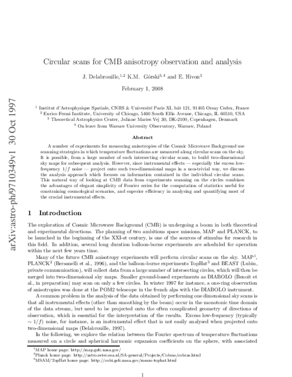 (PDF) Circular scans for cosmic microwave background anisotropy ...