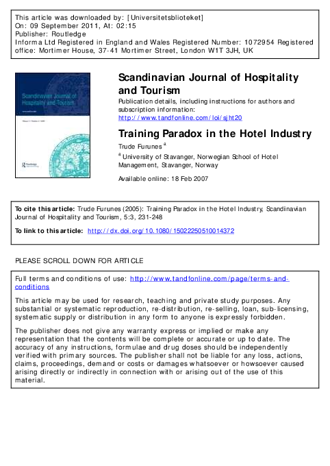(PDF) Training Paradox in the Hotel Industry