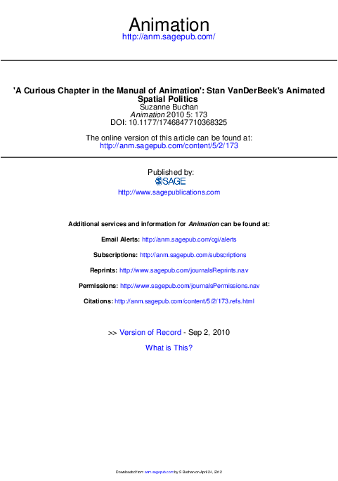 'A Curious Chapter in the Manual of Animation': Stan VanDerBeek's ...