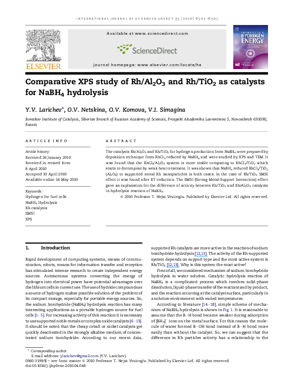 (PDF) Comparative XPS study of Rh/Al2O3 and Rh/TiO2 as catalysts for ...