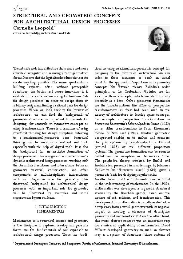 (PDF) STRUCTURAL AND GEOMETRIC CONCEPTS FOR ARCHITECTURAL DESIGN PROCESSES