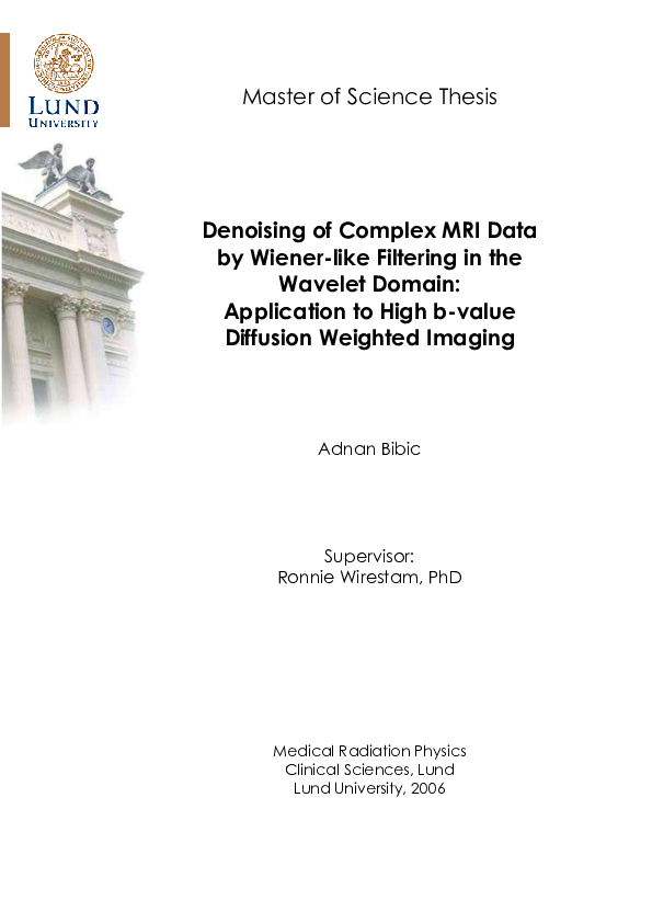 (PDF) Denoising of Complex MRI Data by Wiener-like Filtering in the Wavelet Domain - Application ...