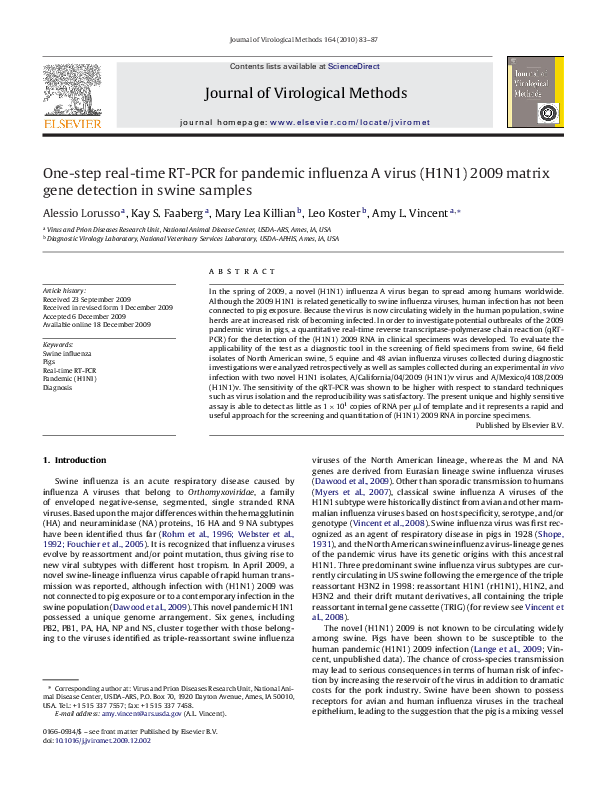 (PDF) One-step real-time RT-PCR for pandemic influenza A virus (H1N1 ...