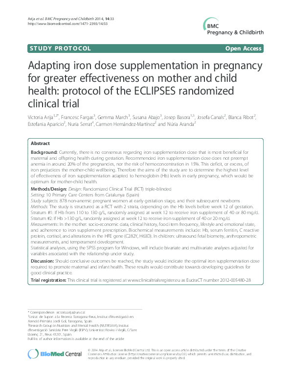 (PDF) Adapting iron dose supplementation in pregnancy for greater ...