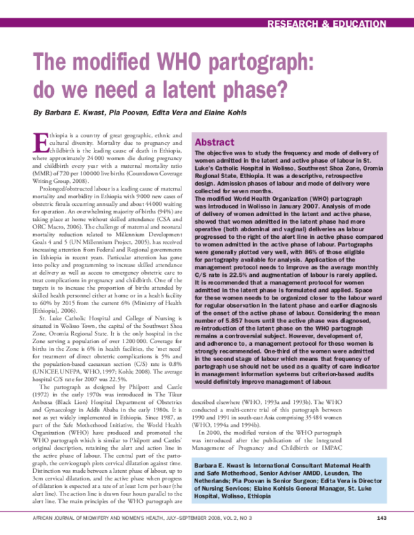 (PDF) The modified WHO partograph: do we need a latent phase?
