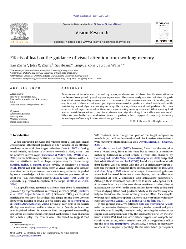 (PDF) Effects of load on the guidance of visual attention from working ...