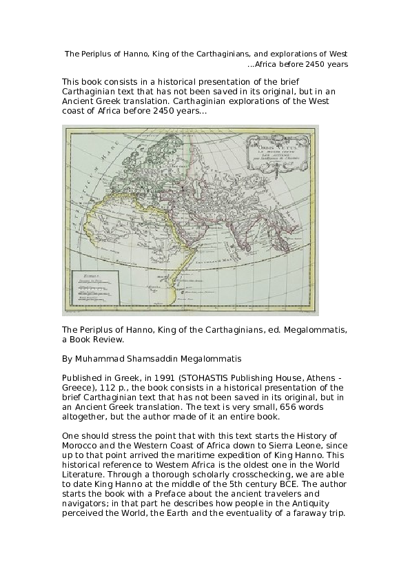 (DOC) The Periplus of Hanno King of the Carthaginians and explorations ...