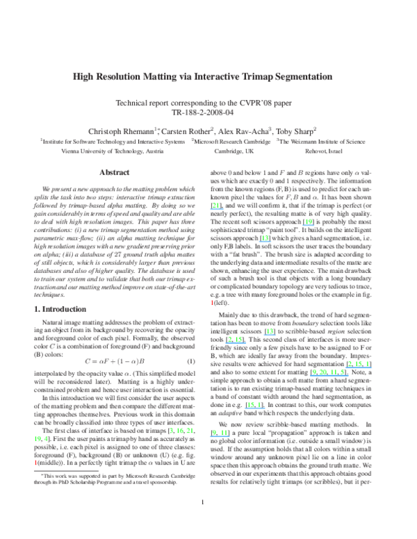 (PDF) High resolution matting via interactive trimap segmentation
