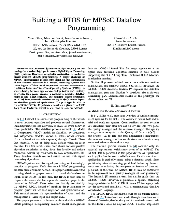 Pdf Building A Rtos For Mpsoc Dataflow Programming