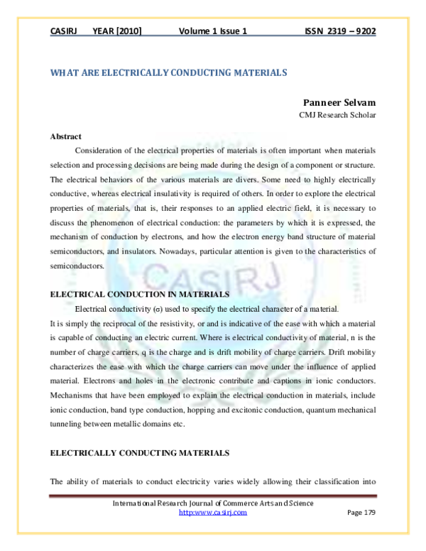 (PDF) WHAT ARE ELECTRICALLY CONDUCTING MATERIALS