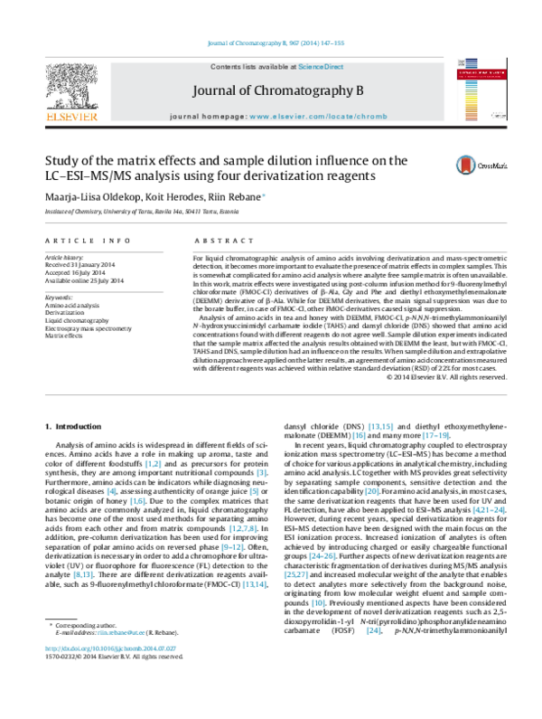 (PDF) Study of the matrix effects and sample dilution influence on the ...