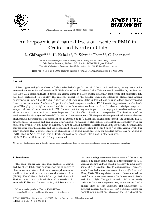 (PDF) Anthropogenic and natural levels of arsenic in PM10 in Central ...