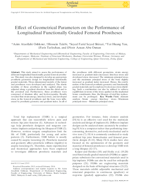 (PDF) Effect of Geometrical Parameters on the Performance of Longitudinal Functionally Graded ...