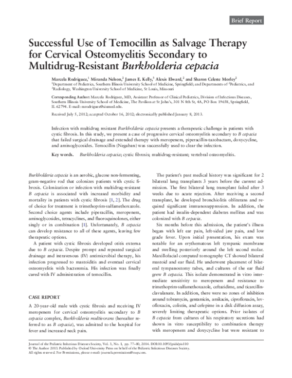 (PDF) Successful Use of Temocillin as Salvage Therapy for Cervical ...
